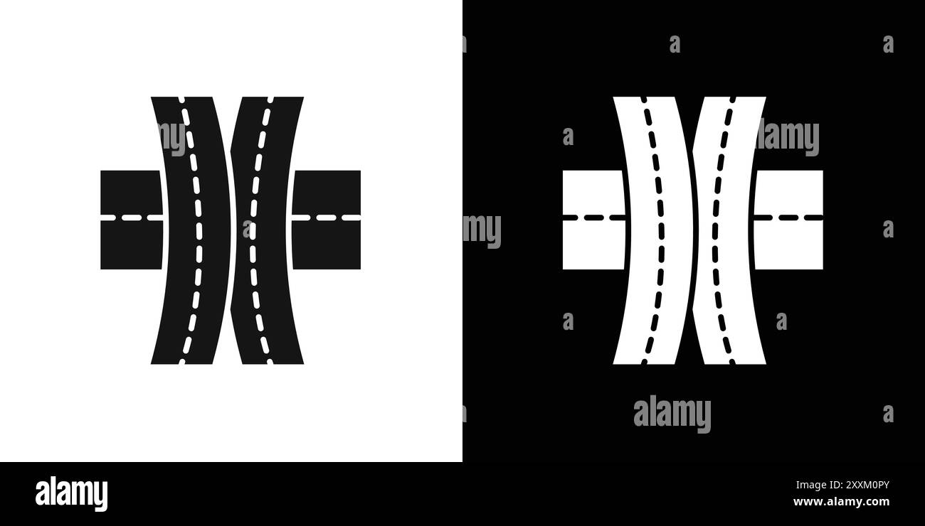 Multi level junction icon Vector symbol or sign set collection in black and white outline Stock ...