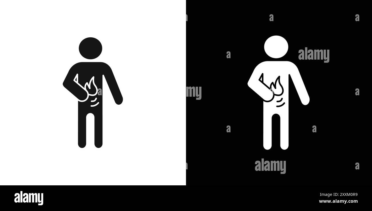 Indigestion icon Vector symbol or sign set collection in black and ...