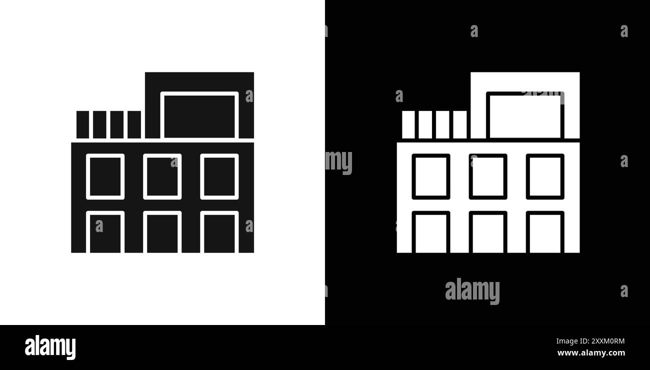 Penthouse icon Vector symbol or sign set collection in black and white ...