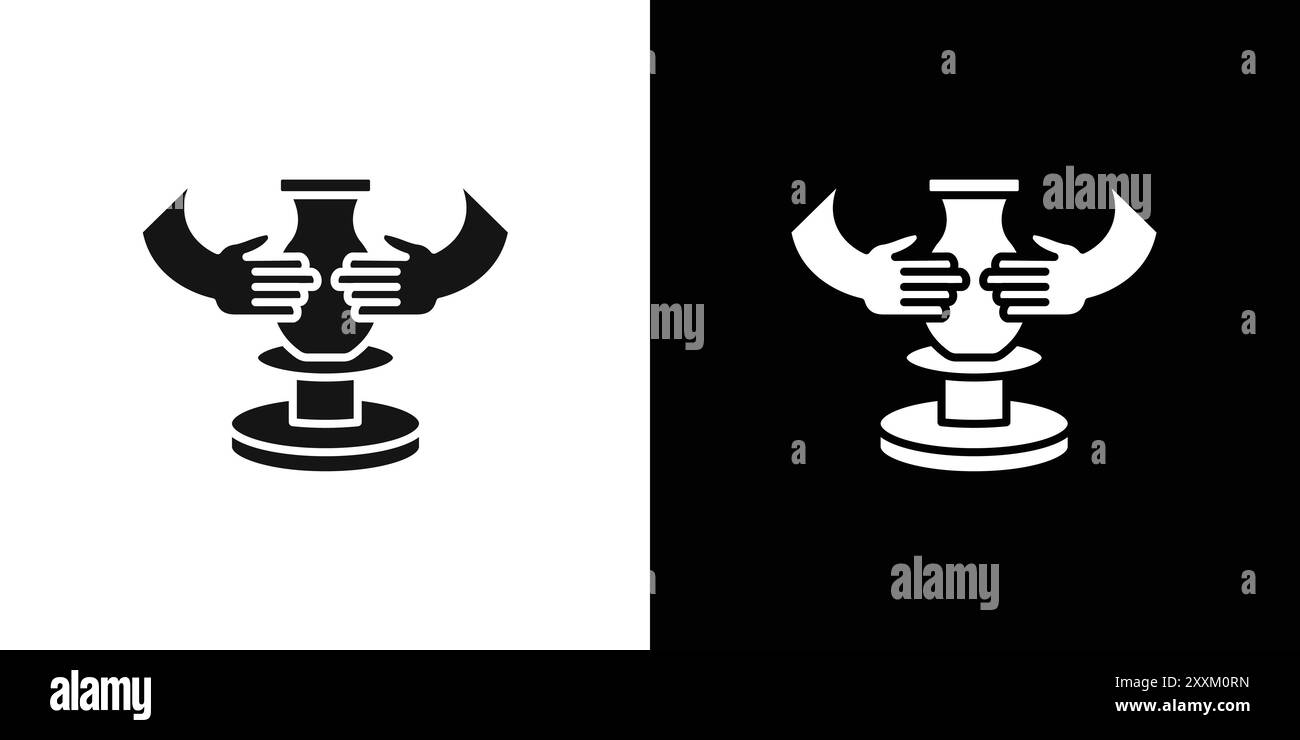 Handmade pottery icon Vector symbol or sign set collection in black and ...