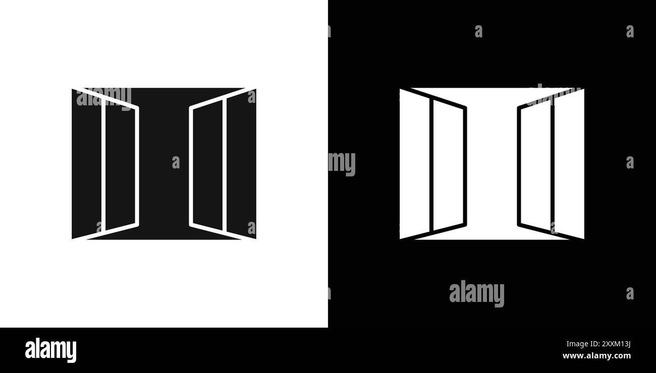 Open windows icon Vector symbol or sign set collection in black and ...