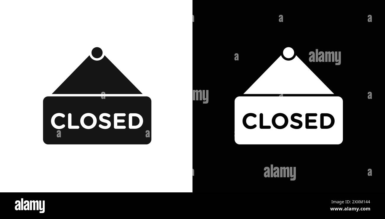 Closed Sign Icon Vector symbol or sign set collection in black and ...