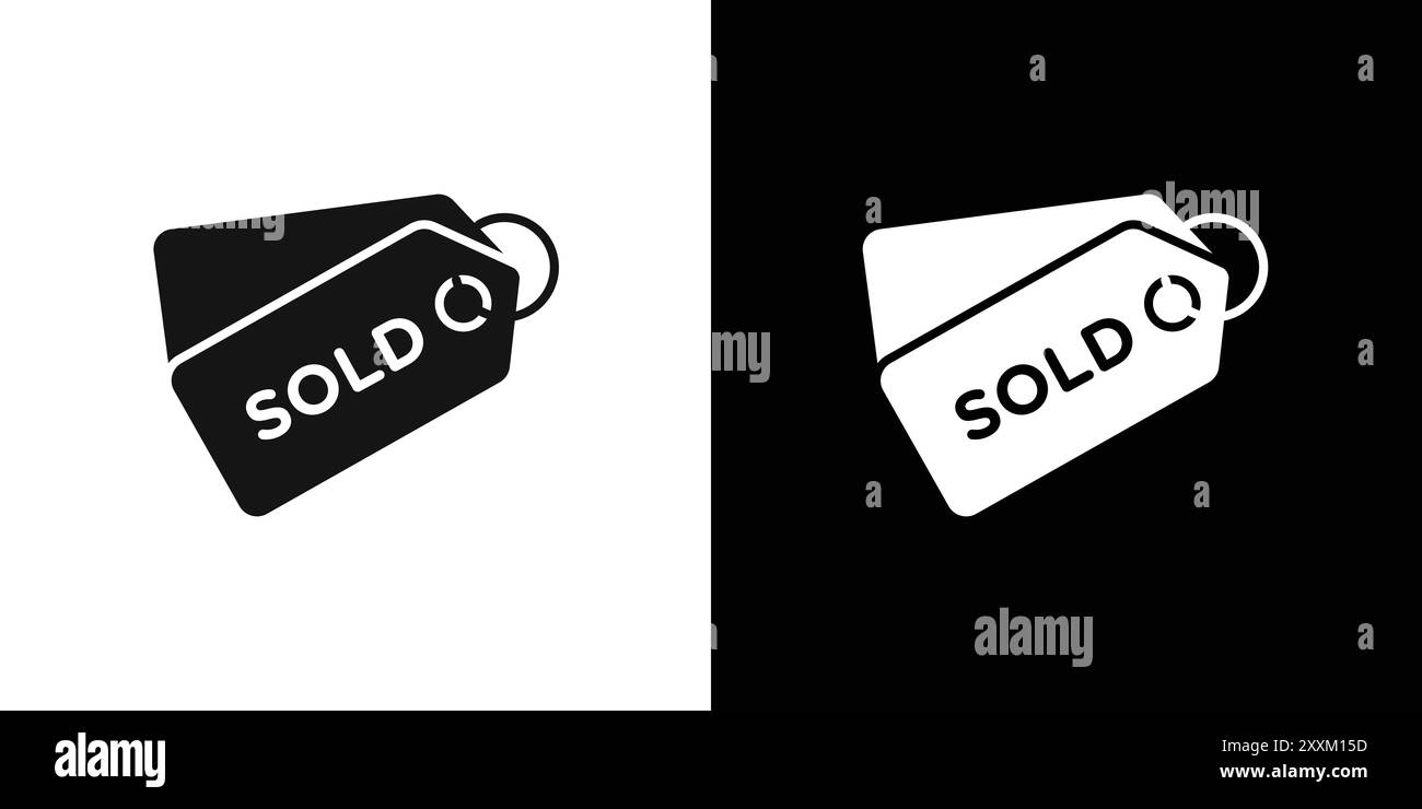 Sold icon Vector symbol or sign set collection in black and white ...
