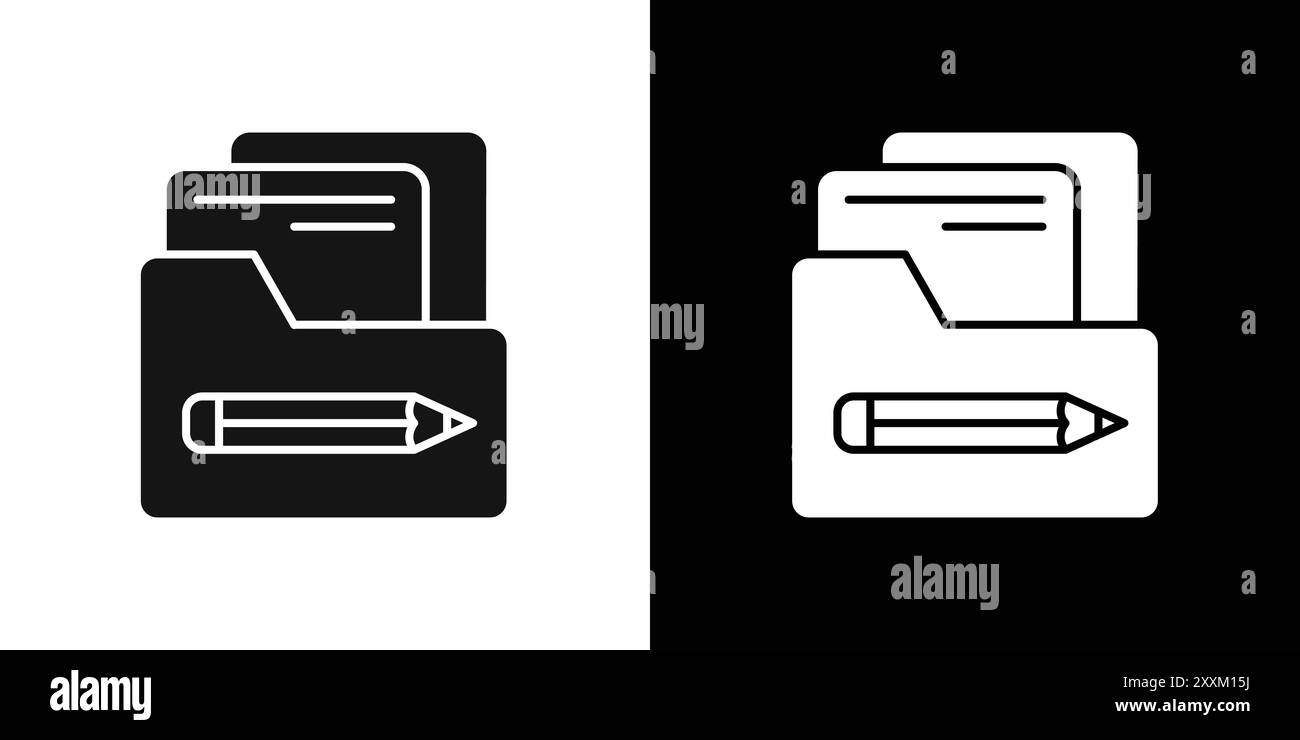 Portfolio icon Vector symbol or sign set collection in black and white ...
