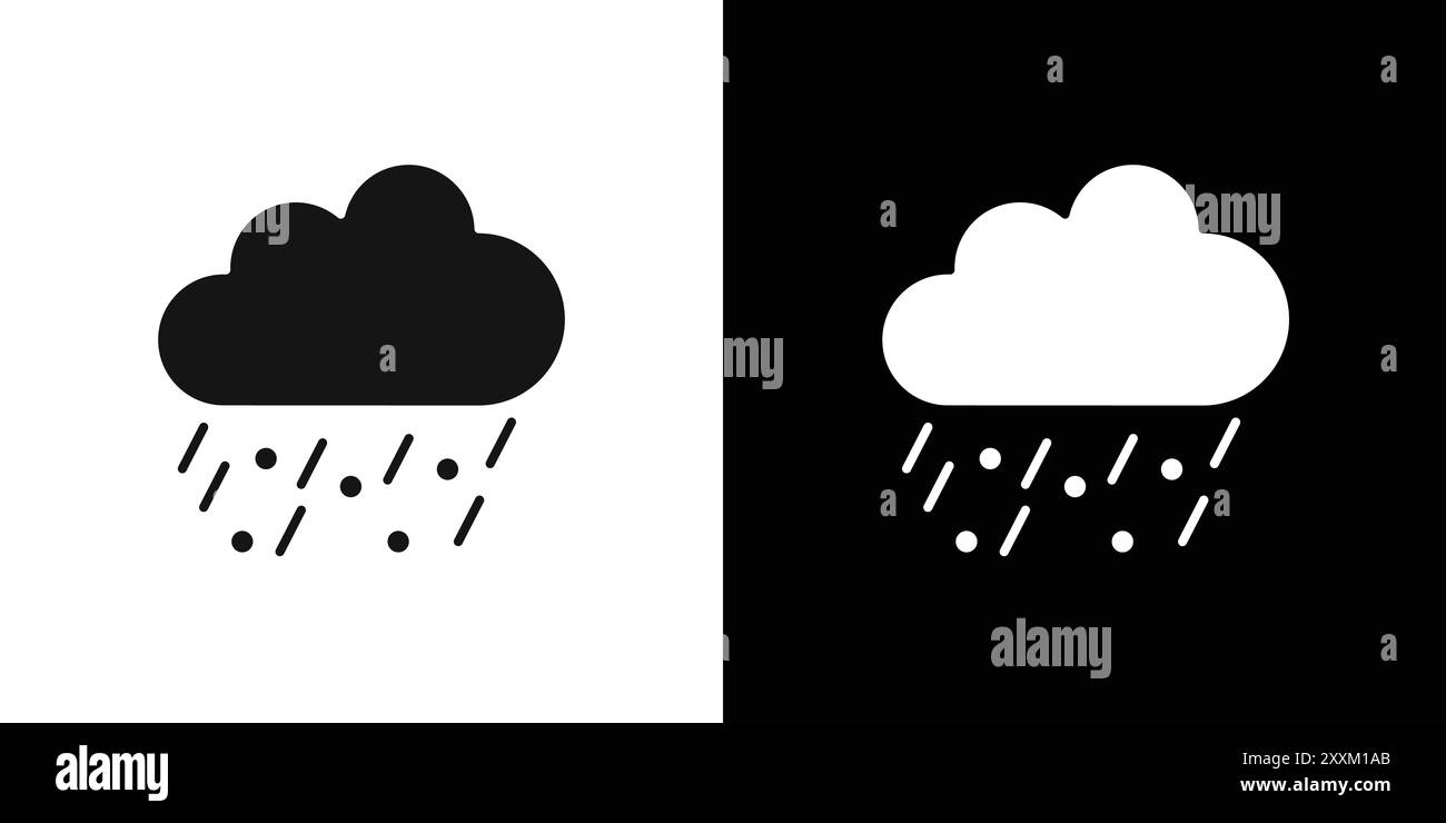 Rain icon Vector symbol or sign set collection in black and white ...