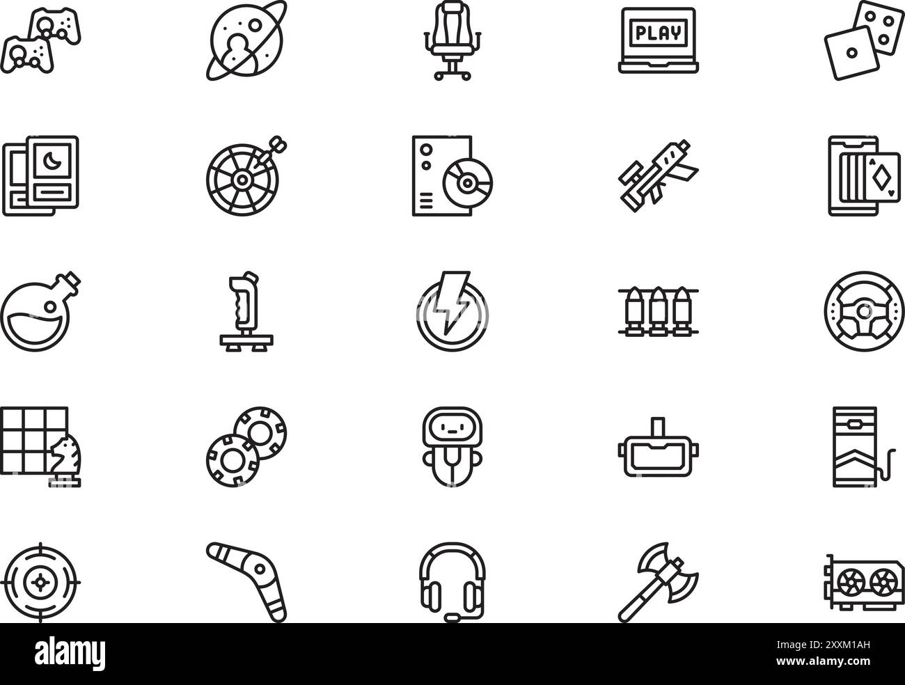 Gaming icons collection is a vector illustration with editable stroke ...
