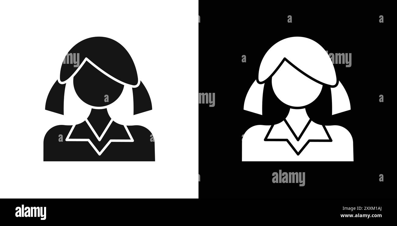 School girl icon Vector symbol or sign set collection in black and ...