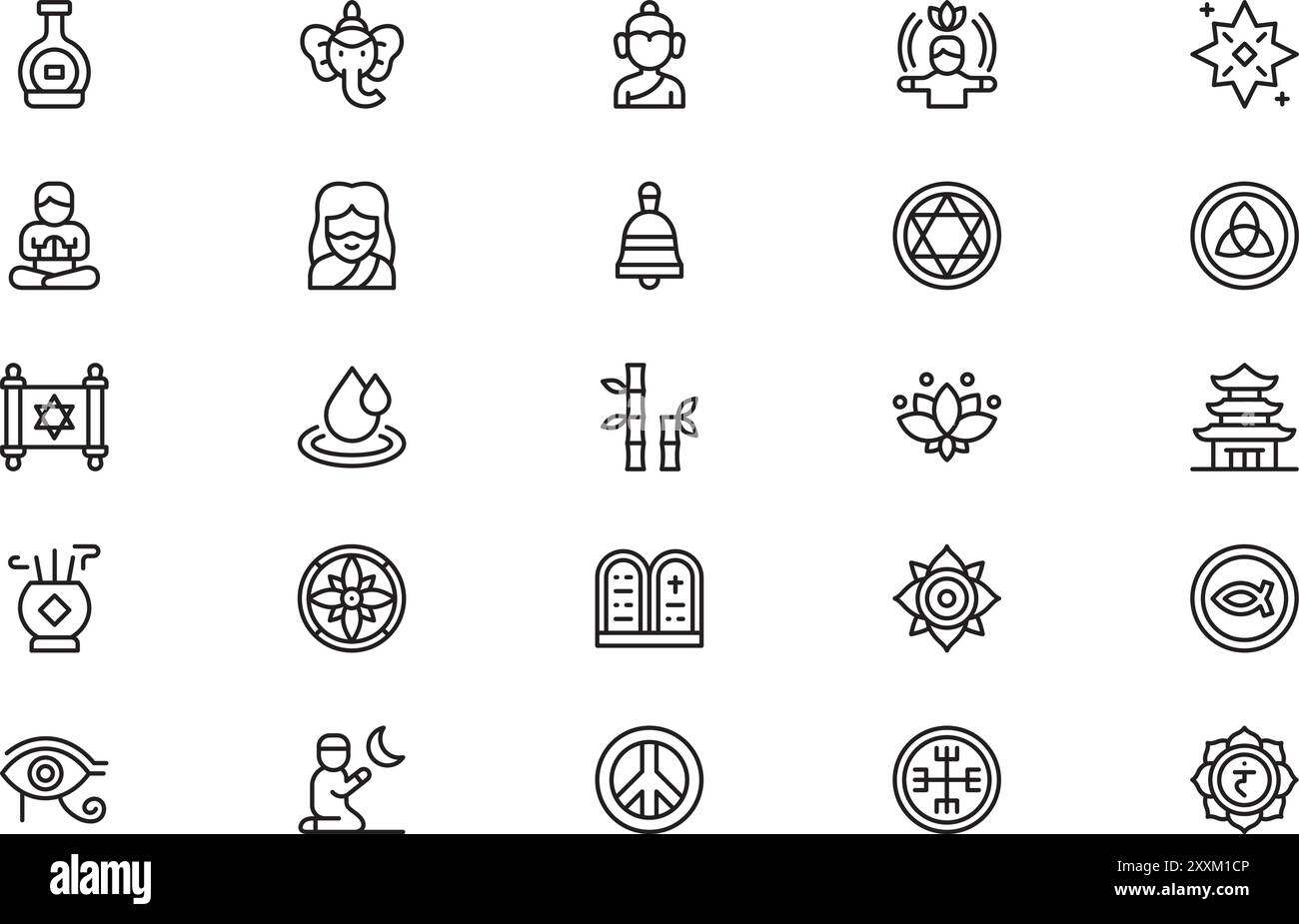 Spiritual icons collection is a vector illustration with editable ...