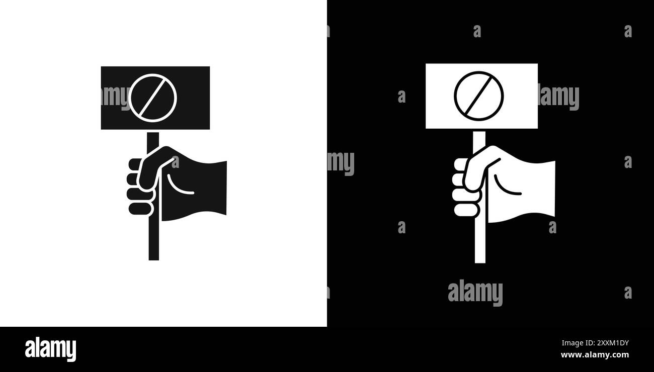 Protest banner in hand icon Vector symbol or sign set collection in ...