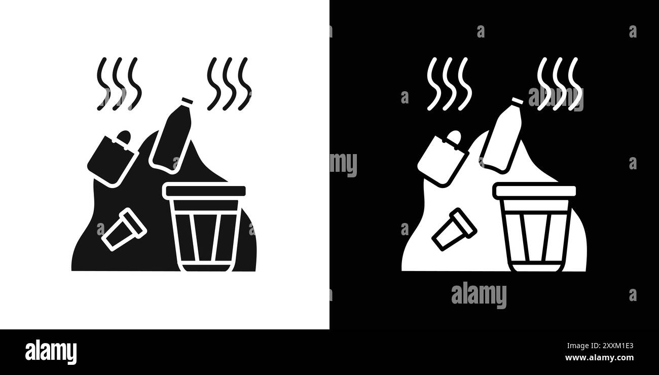 Solid waste icon Vector symbol or sign set collection in black and ...