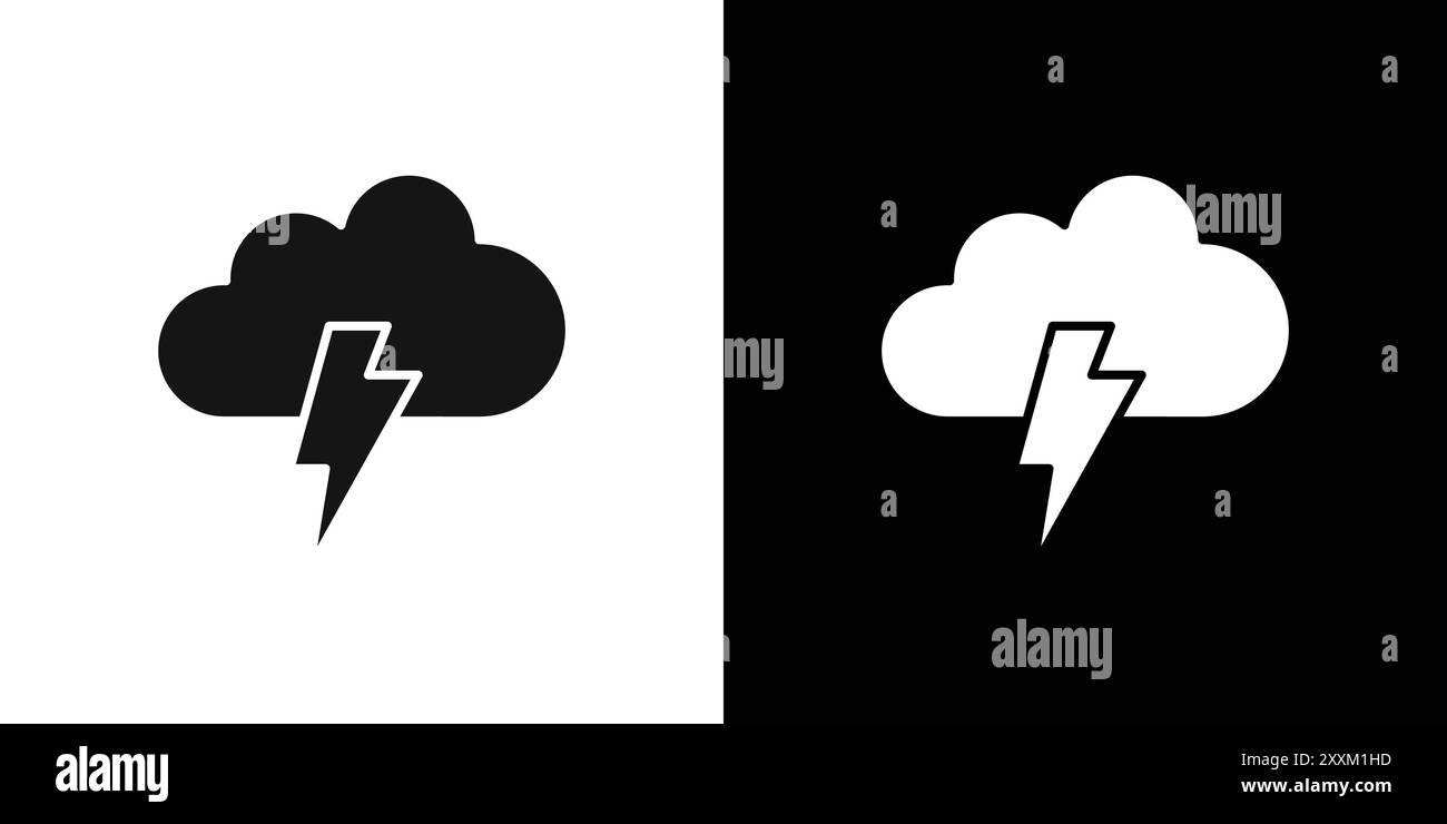 Thunder lightning icon Vector symbol or sign set collection in black ...