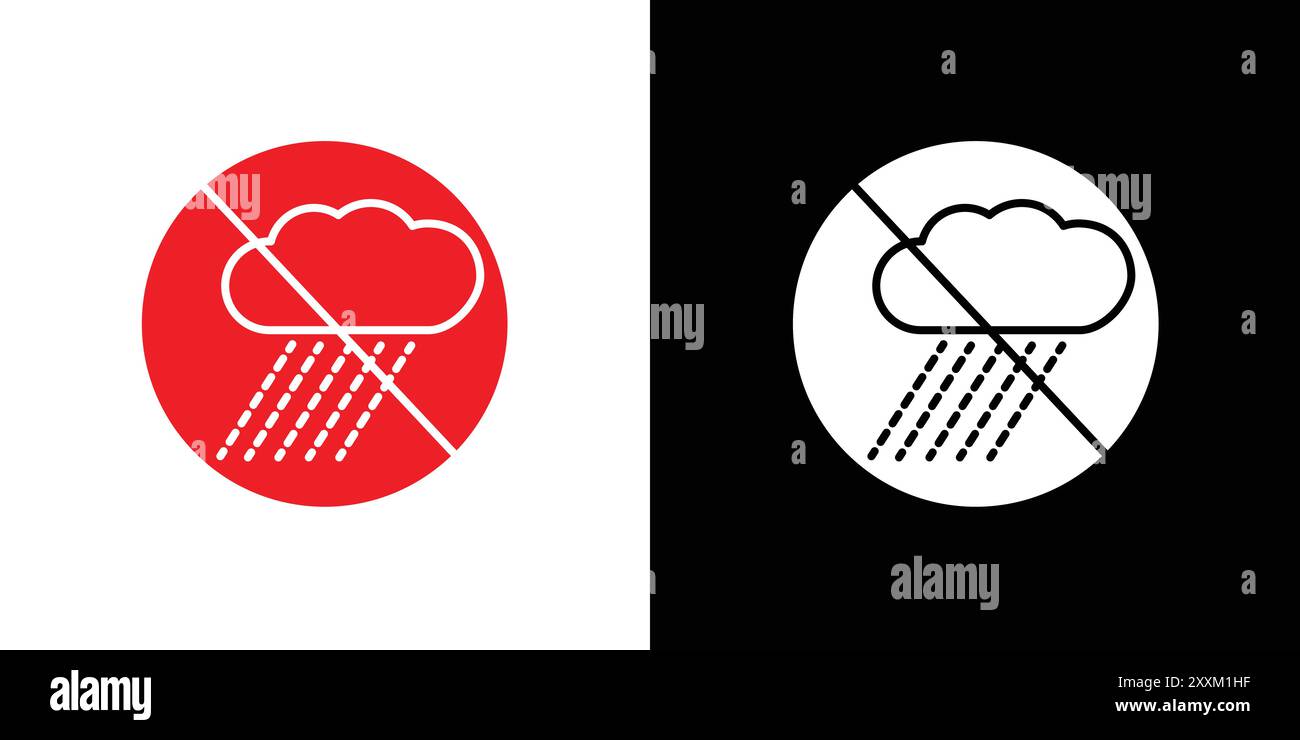 No rain icon Vector symbol or sign set collection in black and white ...