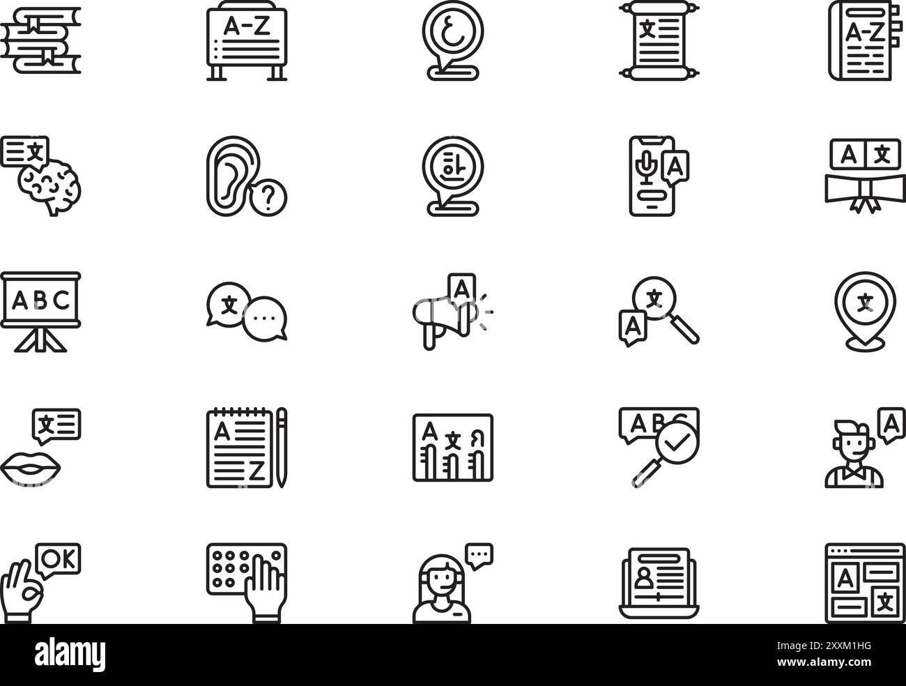 Linguistics icons collection is a vector illustration with editable ...