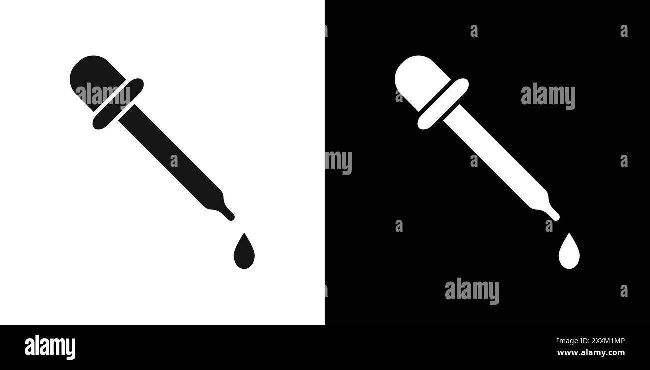 pipette icon Vector symbol or sign set collection in black and white ...