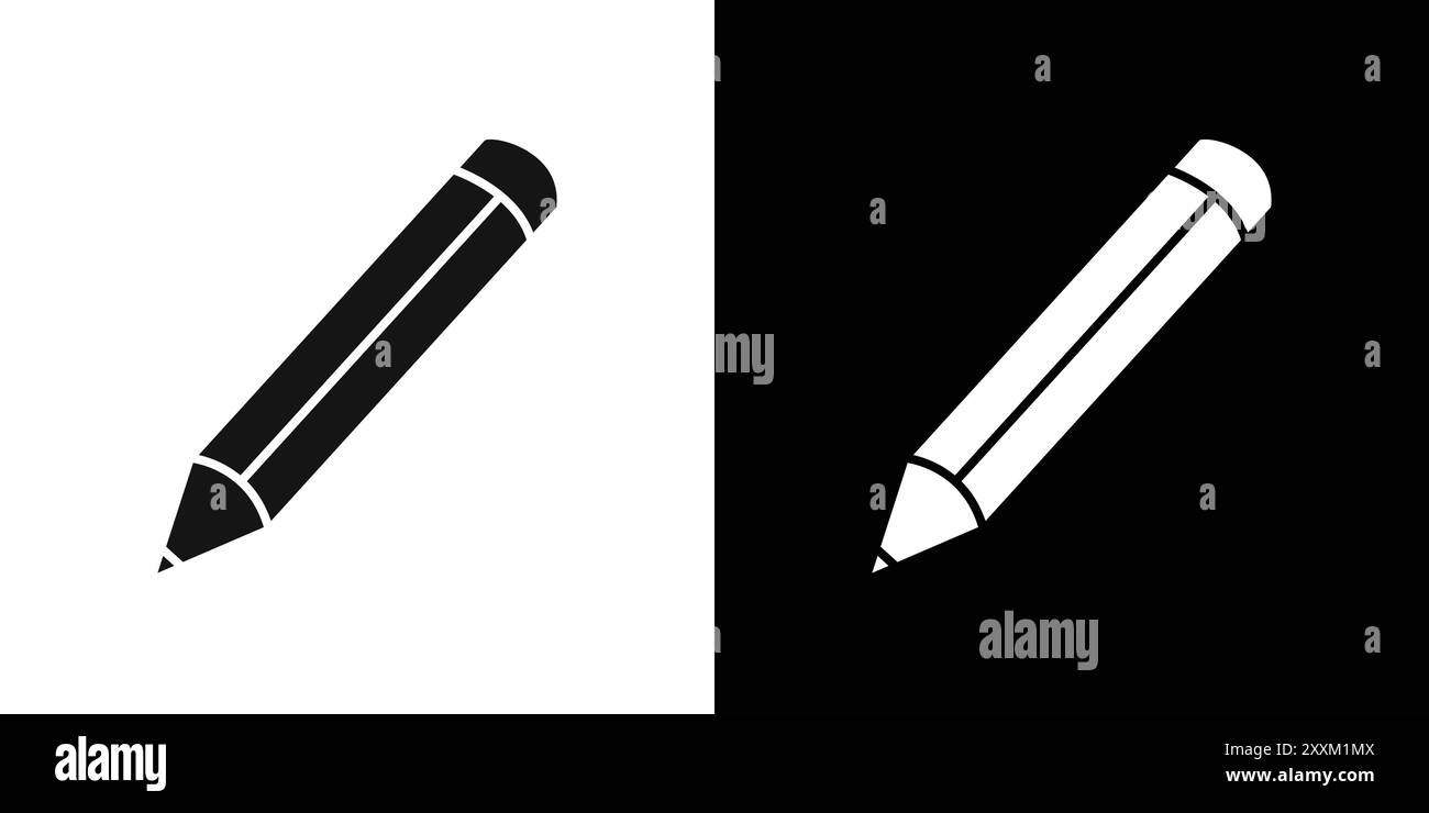 Pencil icon Vector symbol or sign set collection in black and white ...