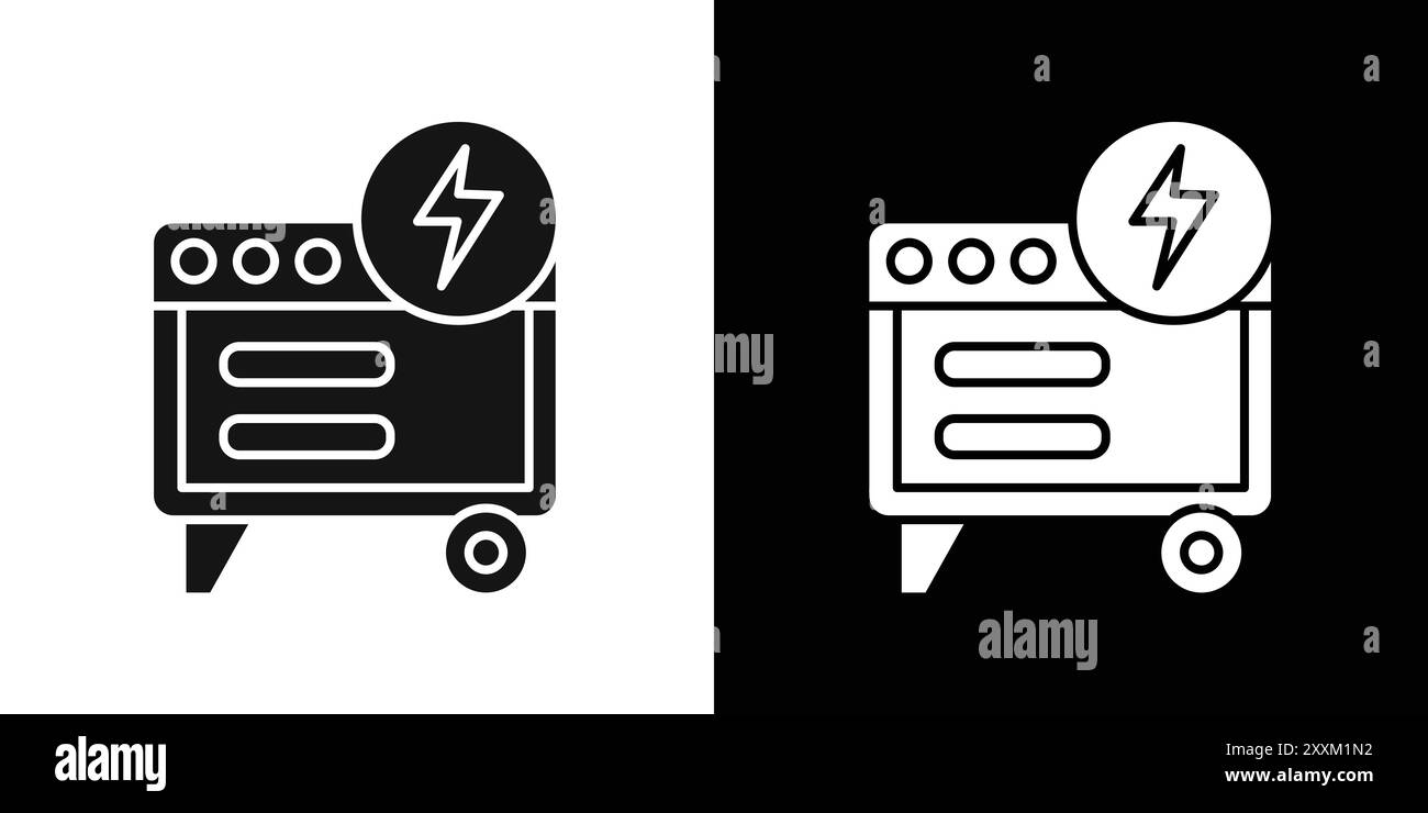 Portable power generator icon Vector symbol or sign set collection in ...