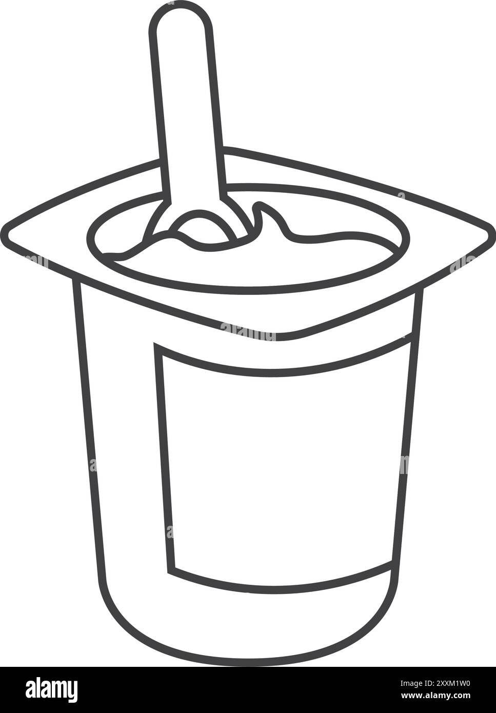 Yogurt container with a spoon icon in flat style. Dairy product ...
