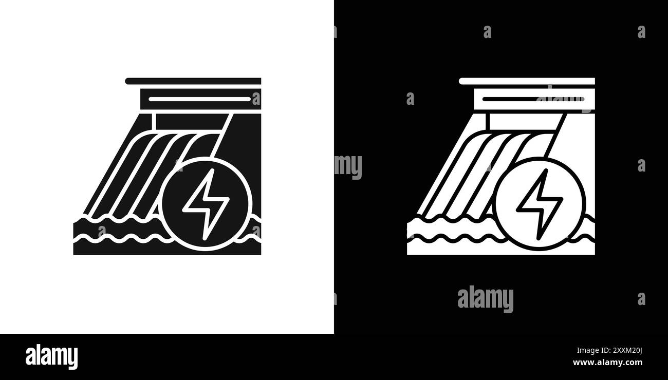 Hydroelectric dam icon Vector symbol or sign set collection in black ...