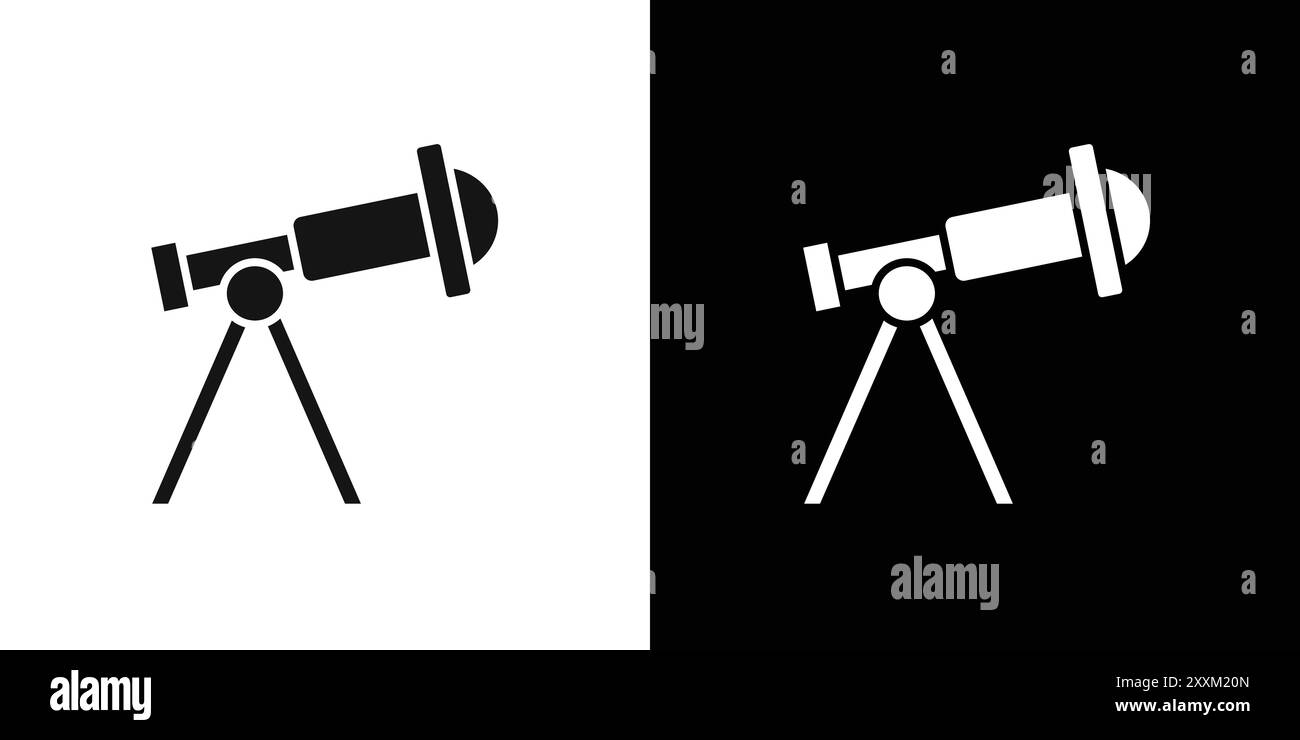Telescope icon Vector symbol or sign set collection in black and white ...