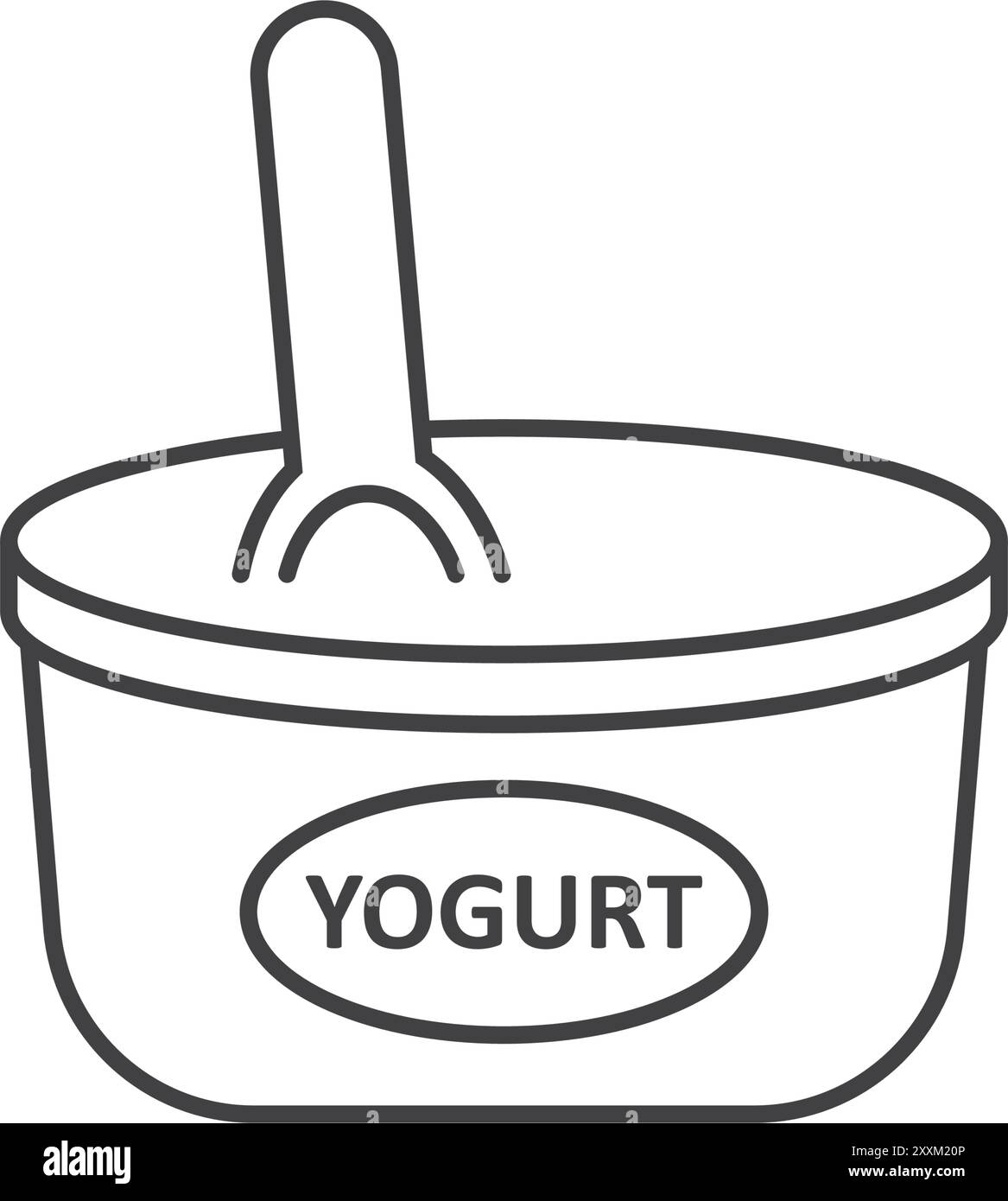 Yogurt container with a spoon icon in flat style. Dairy product ...