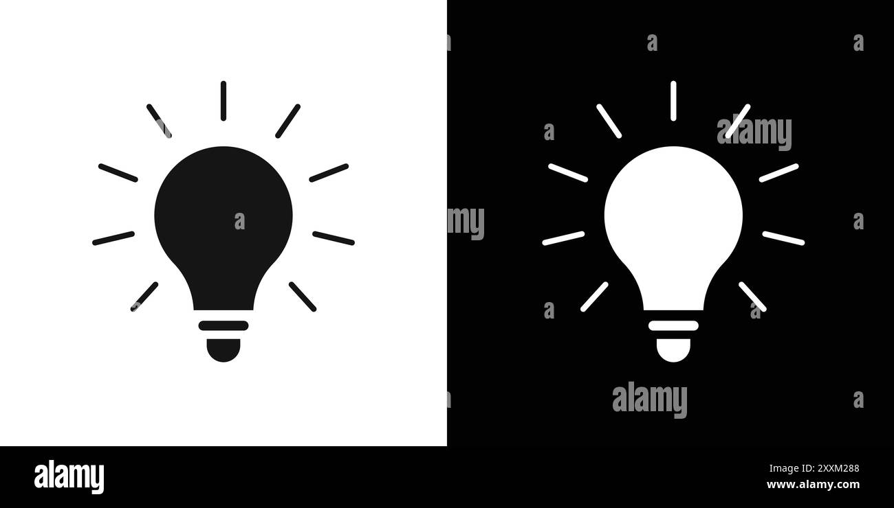 Light Bulb icon Vector symbol or sign set collection in black and white ...