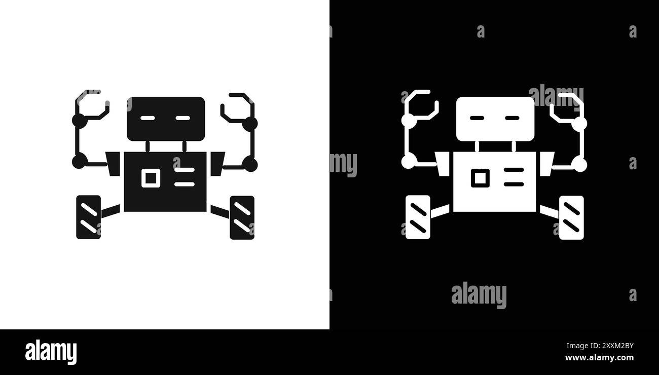Wheels robot icon Vector symbol or sign set collection in black and ...