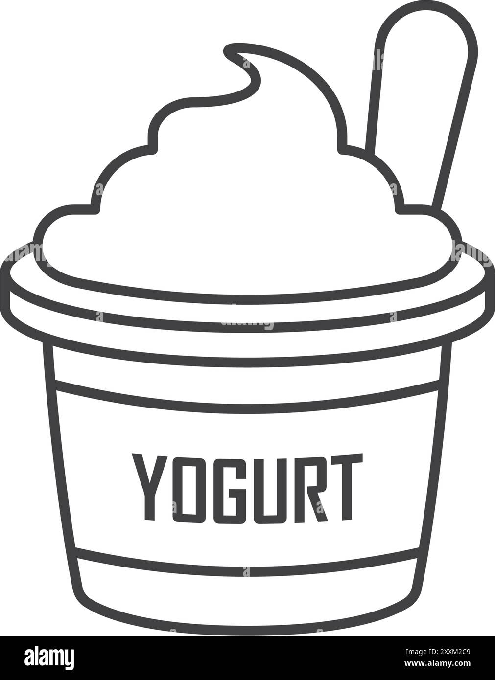 Yogurt container with a spoon icon in flat style. Dairy product ...