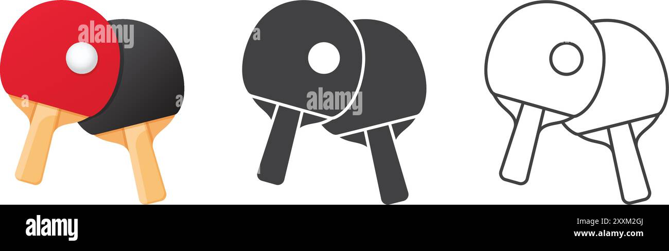 Ping pong icons set in flat style. Racket and ball vector illustration ...