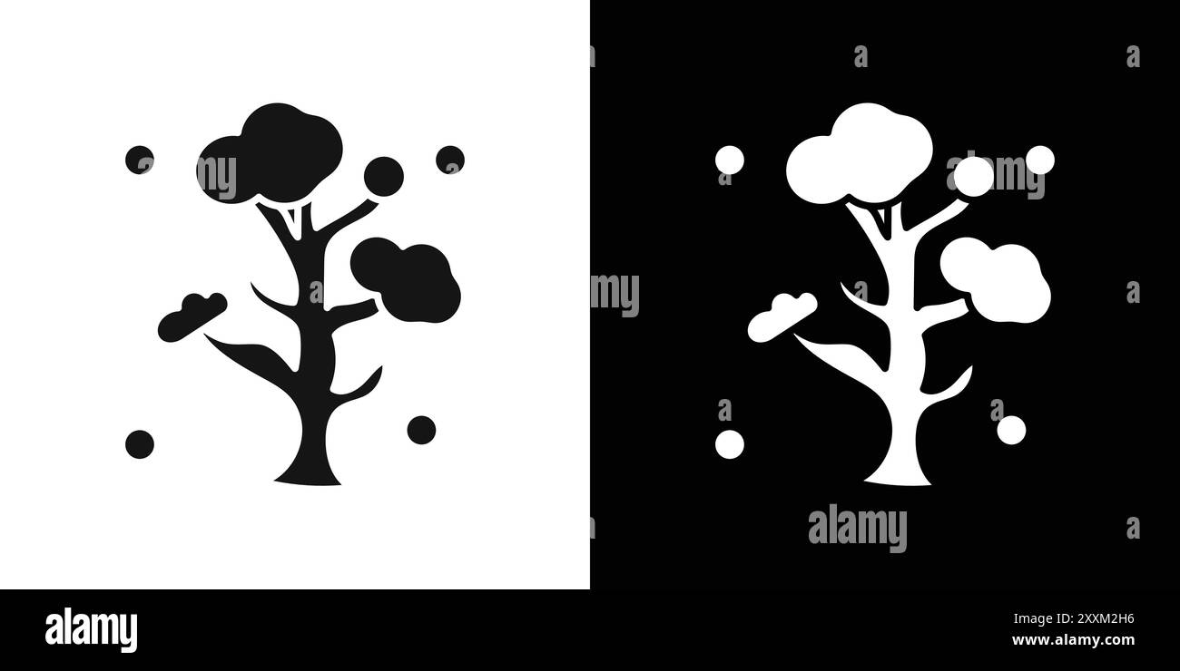 Winter tree icon Vector symbol or sign set collection in black and ...