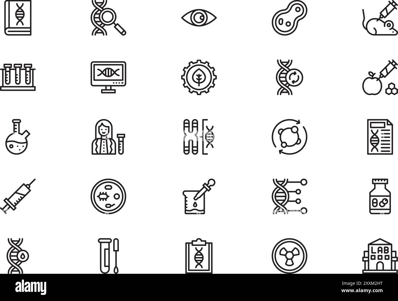 Genetic icons collection is a vector illustration with editable stroke ...