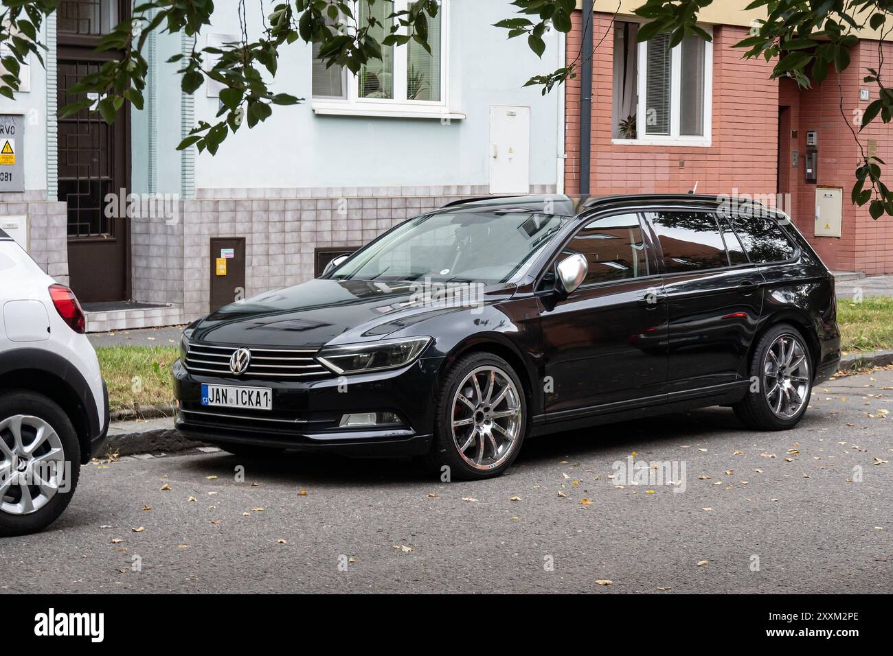 OSTRAVA, CZECH REPUBLIC - SEPTEMBER 14, 2023: Black Volkswagen Passat ...