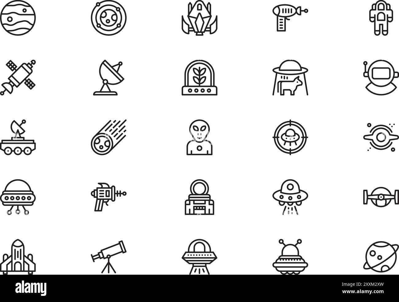Ufo and aliens icons collection is a vector illustration with editable ...