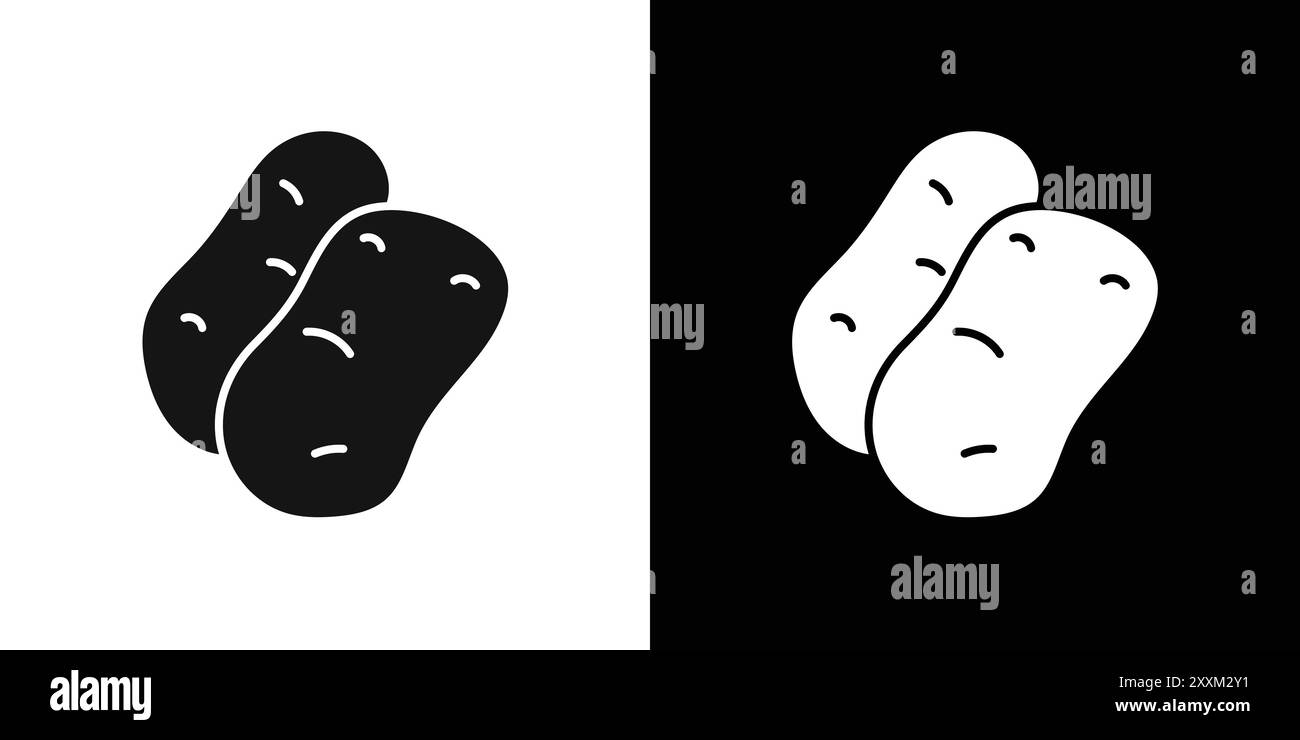 Potato icon Vector symbol or sign set collection in black and white ...