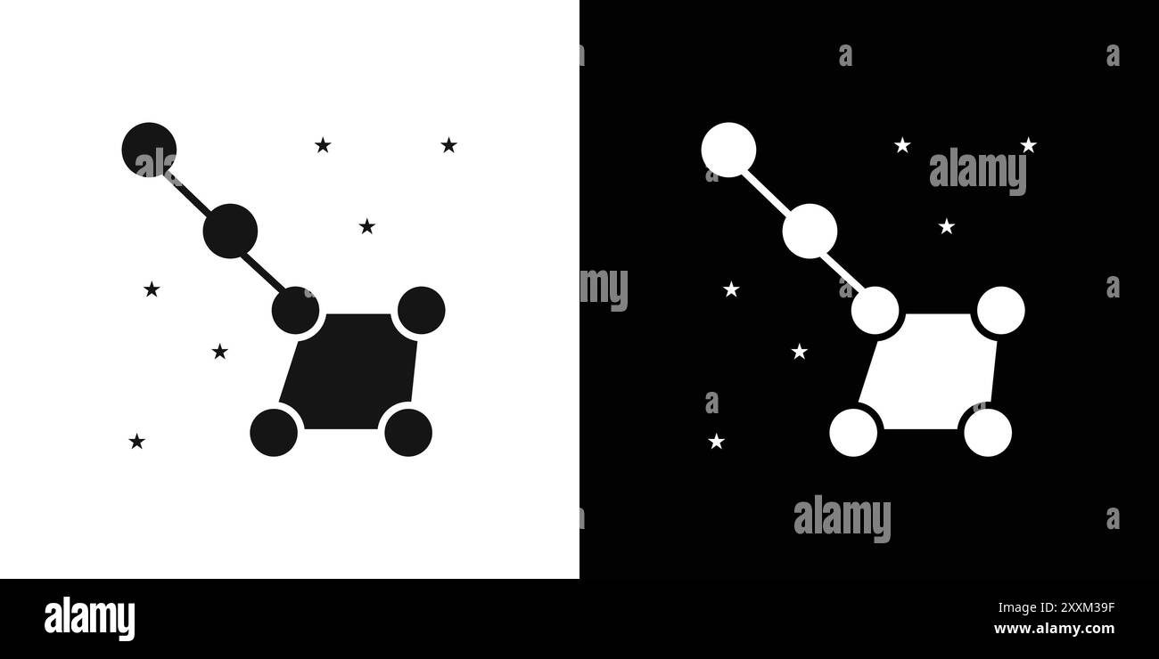 Ursa major icon Vector symbol or sign set collection in black and white ...
