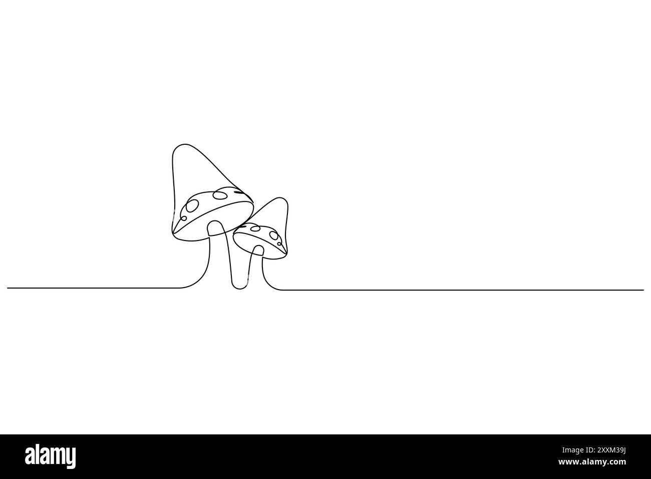 Mushroom continuous one line drawing of isolated outline vector icon ...