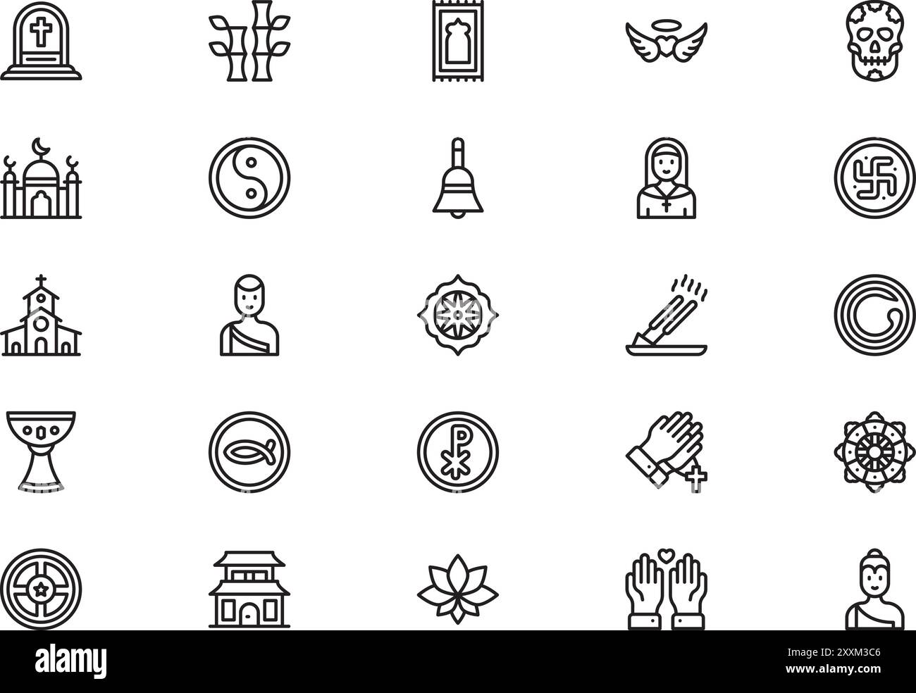 Spiritual icons collection is a vector illustration with editable ...