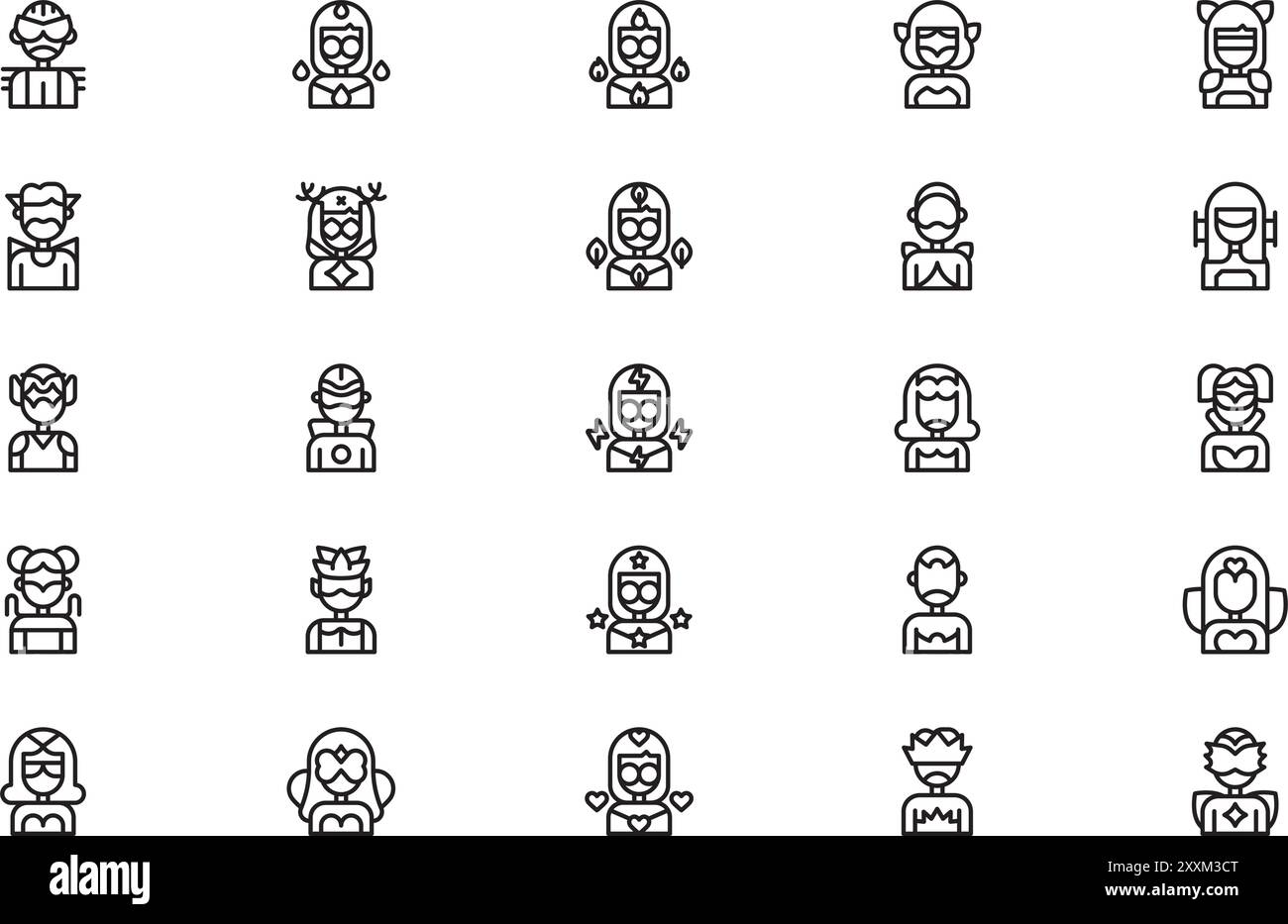 Superhero avatars icons collection is a vector illustration with ...