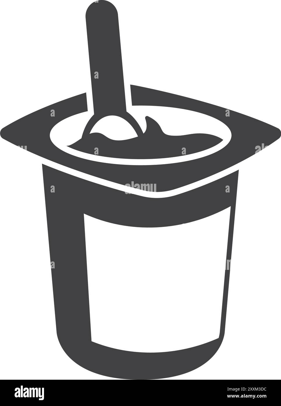 Yogurt container with a spoon icon in flat style. Dairy product ...