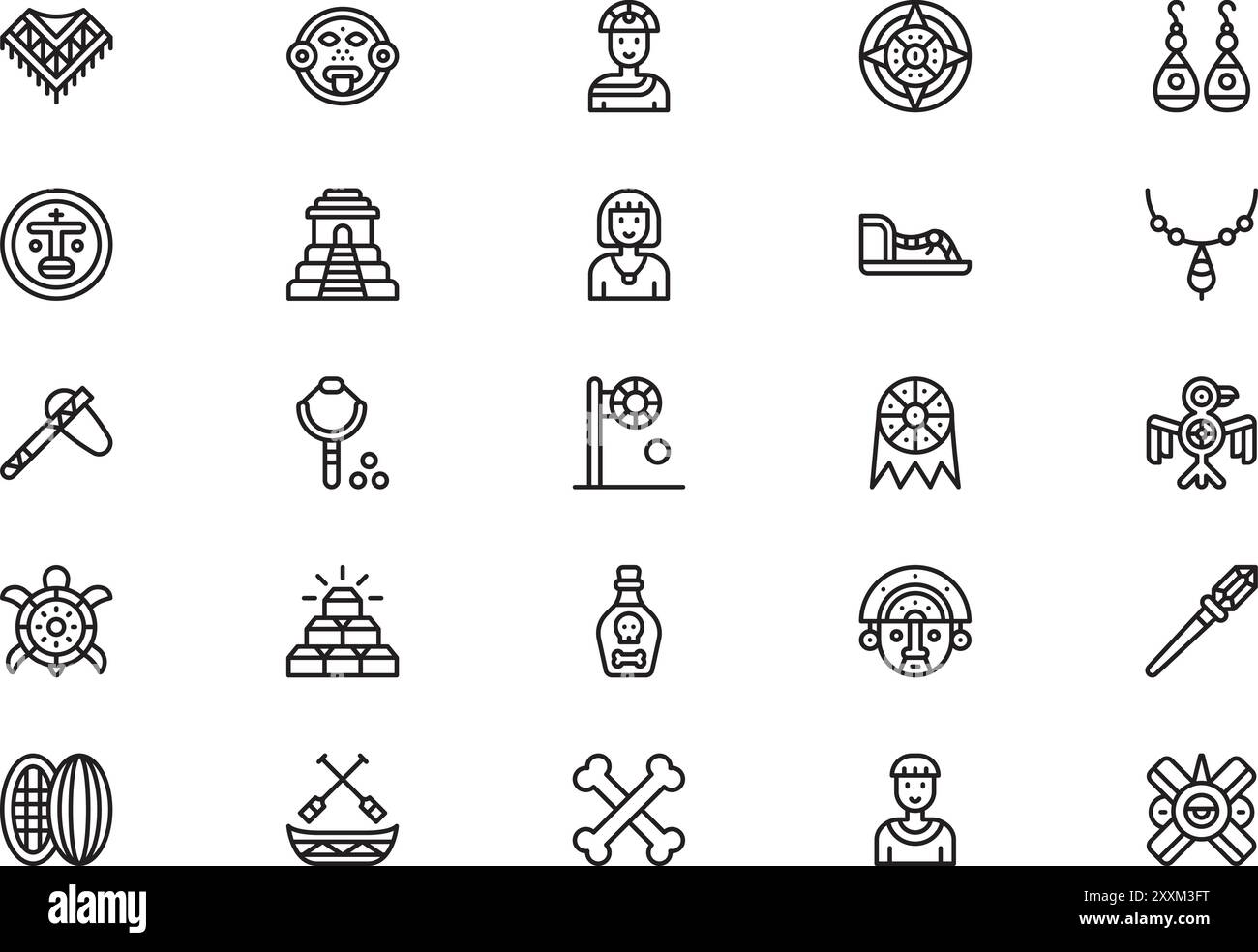 Aztec icons collection is a vector illustration with editable stroke ...
