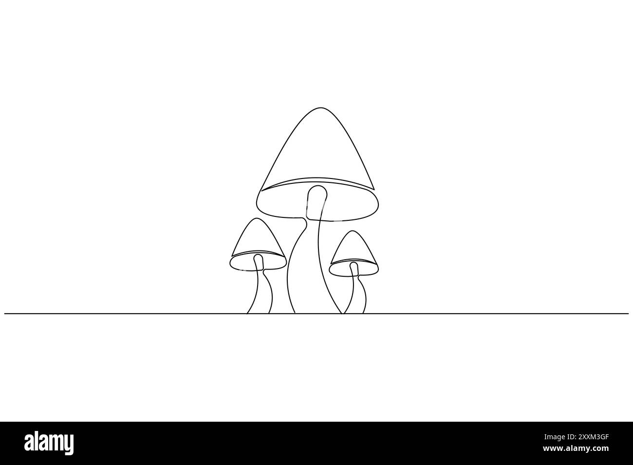 Mushroom continuous one line drawing of isolated outline vector icon ...