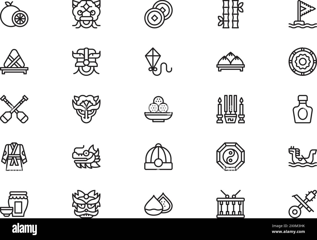 Dragon boat festival icons collection is a vector illustration with ...