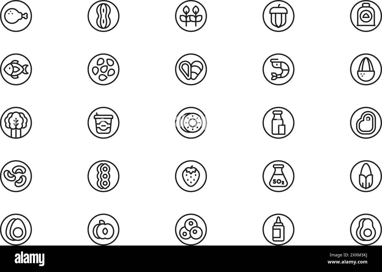 Allergen icons collection is a vector illustration with editable stroke ...