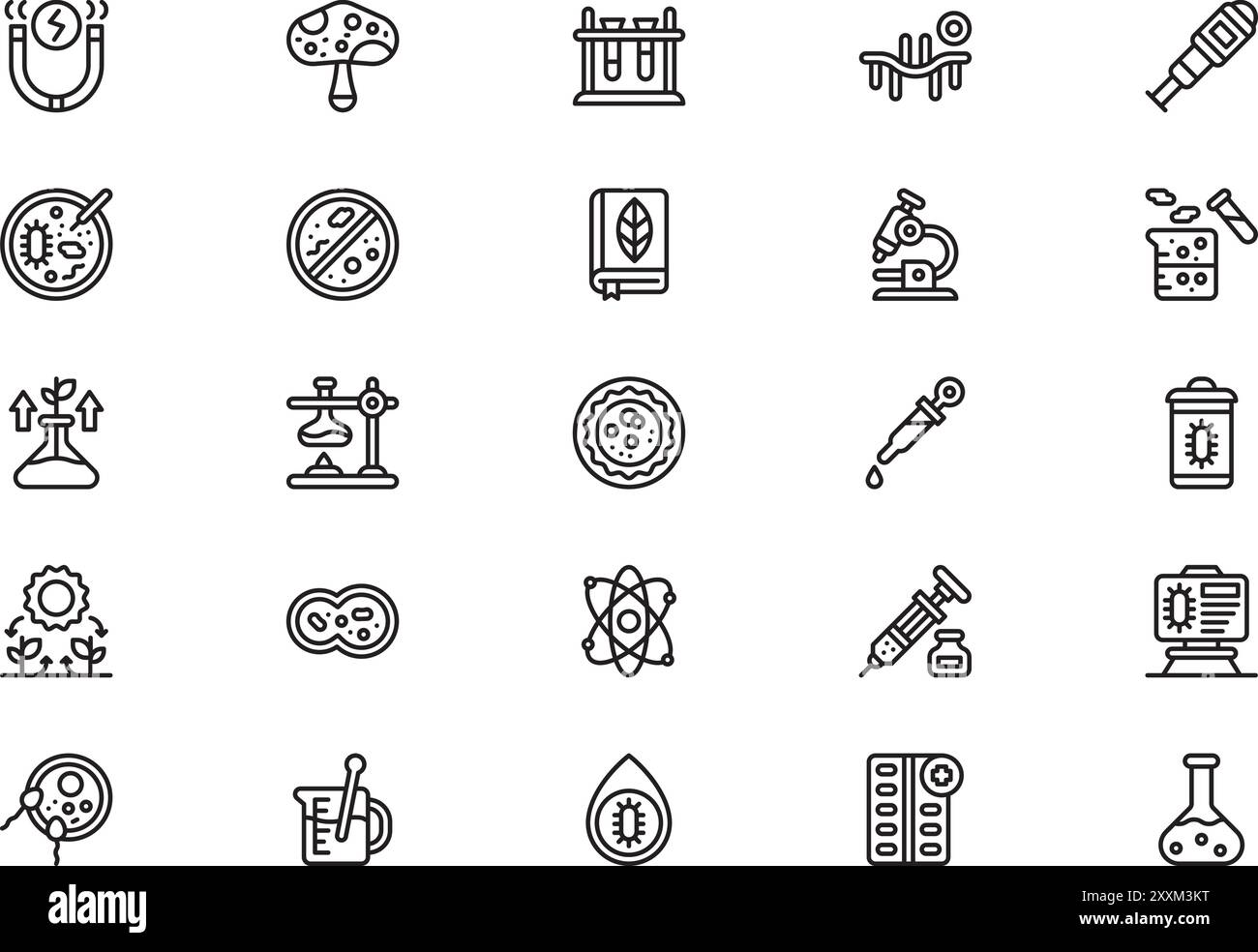 Microbiology icons collection is a vector illustration with editable ...