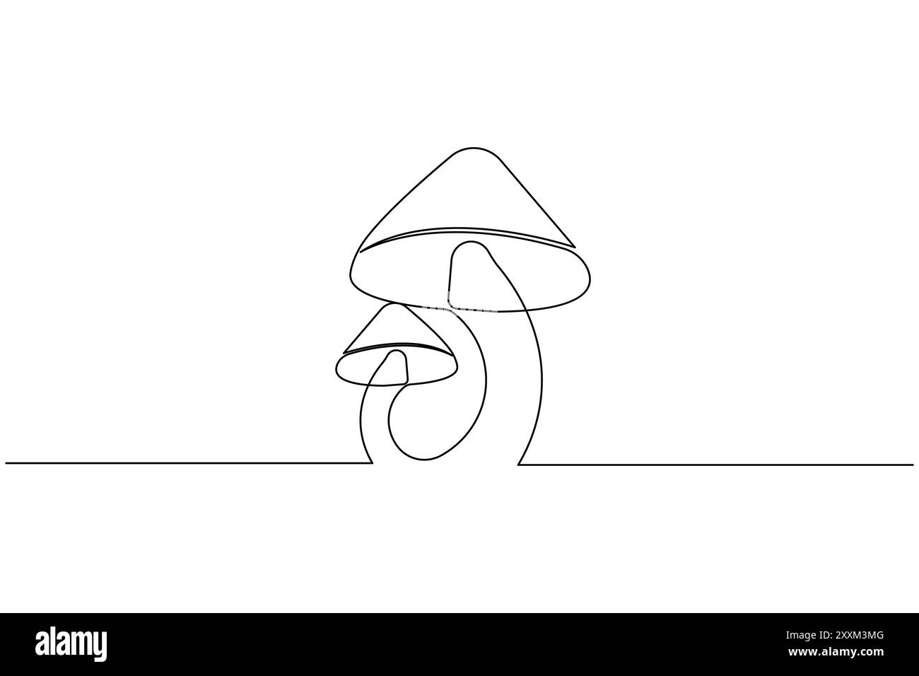 Mushroom continuous one line drawing of isolated outline vector icon ...