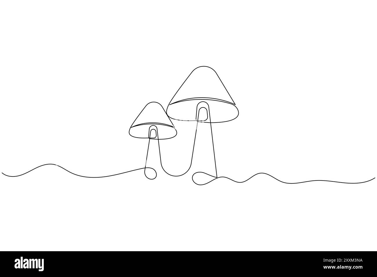 Mushroom continuous one line drawing of isolated outline vector icon ...