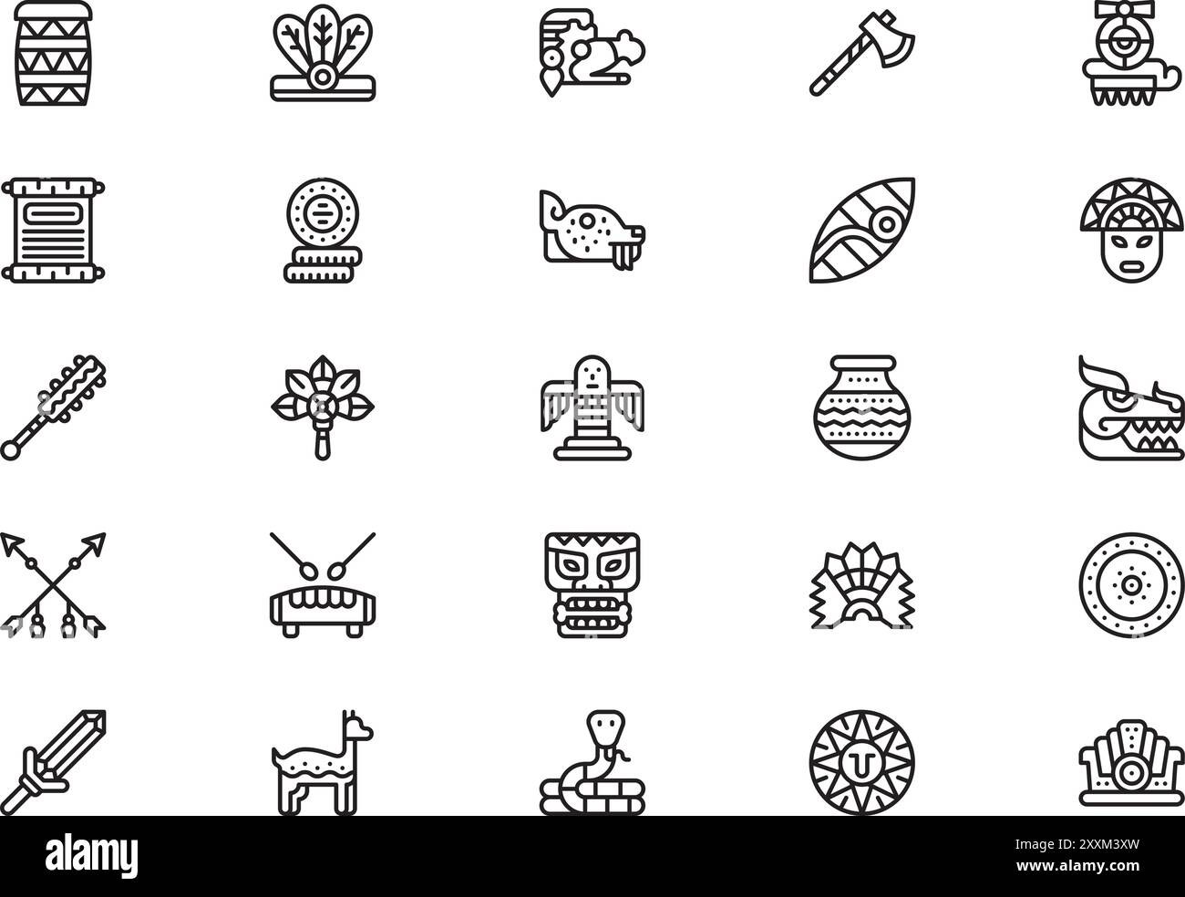 Aztec icons collection is a vector illustration with editable stroke Stock Vector Image & Art ...