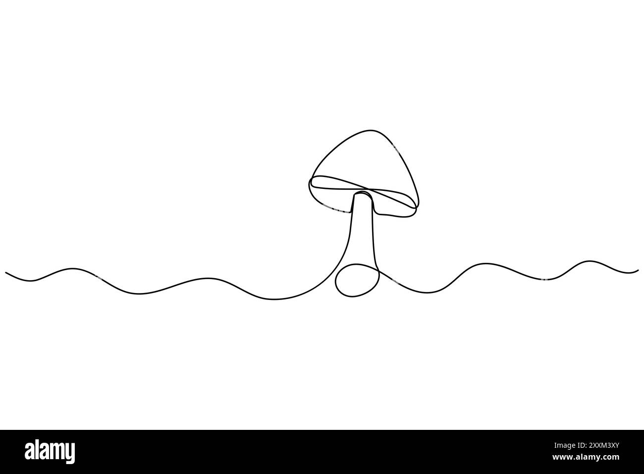 Mushroom continuous one line drawing of isolated outline vector icon ...