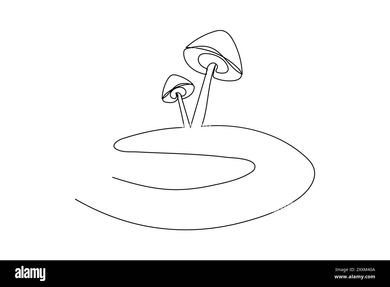 Mushroom continuous one line drawing of isolated outline vector icon ...