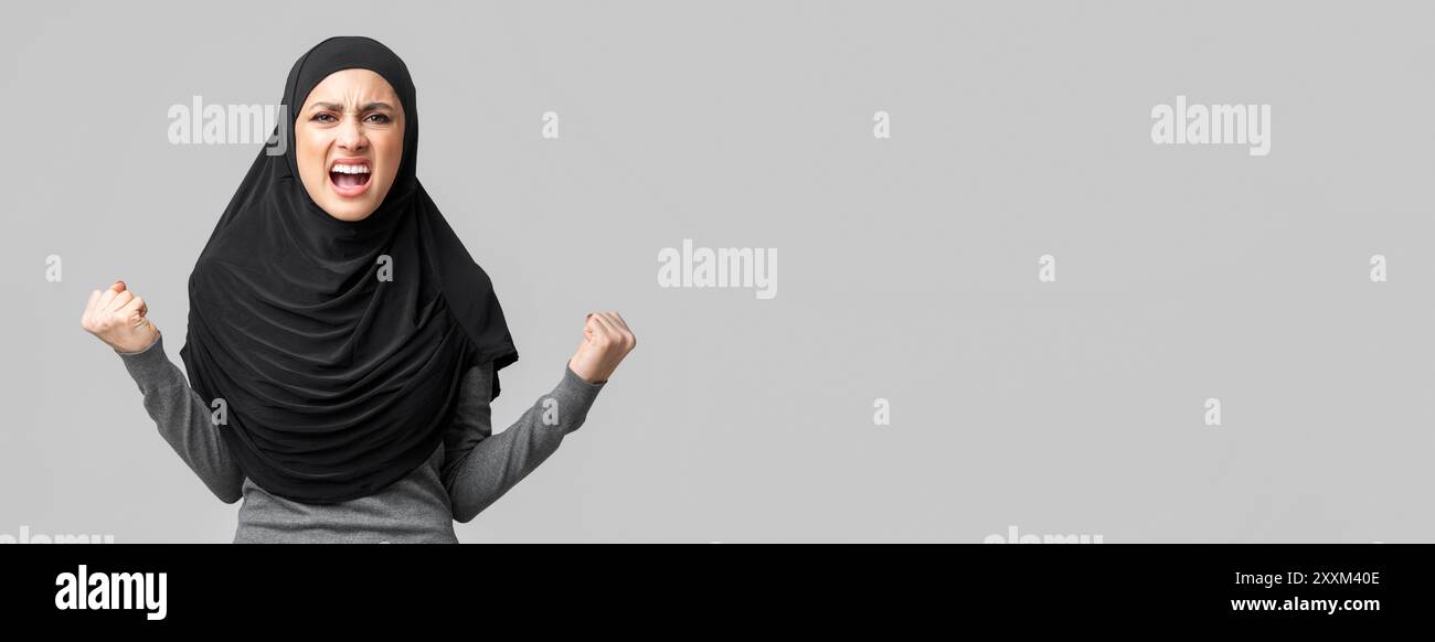 Furious islamic lady in hijab emotionally screaming, very angry to ...