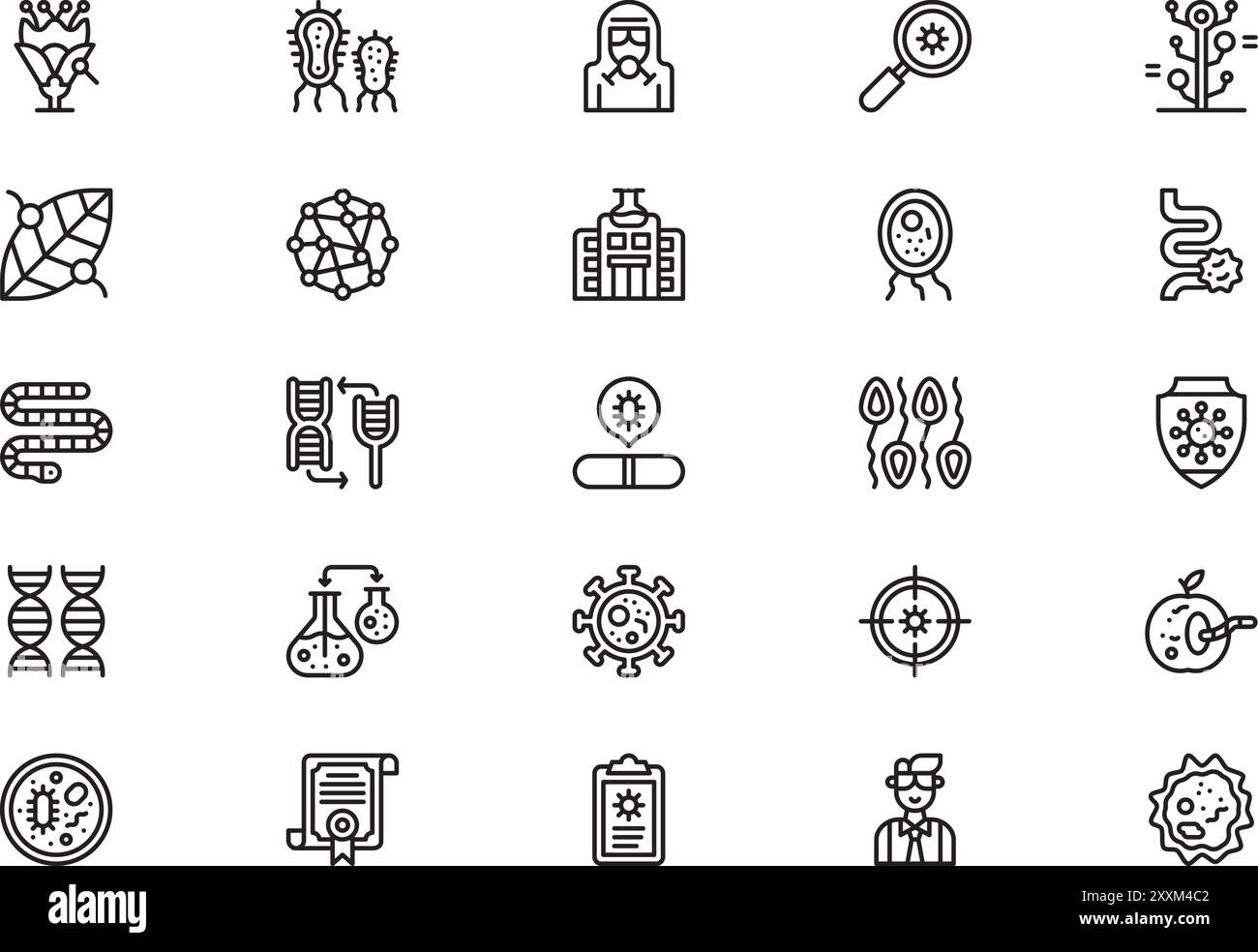 Microbiology icons collection is a vector illustration with editable ...